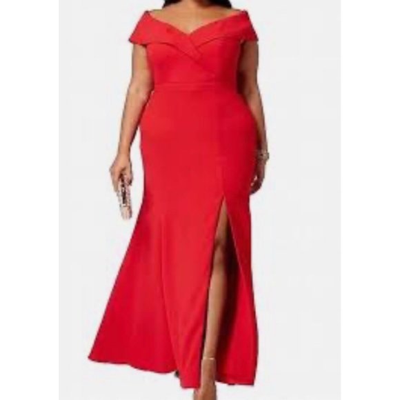 Alexa B | Dresses | Alexa B Nites Red Off Shoulder Evening Gown | Poshmark